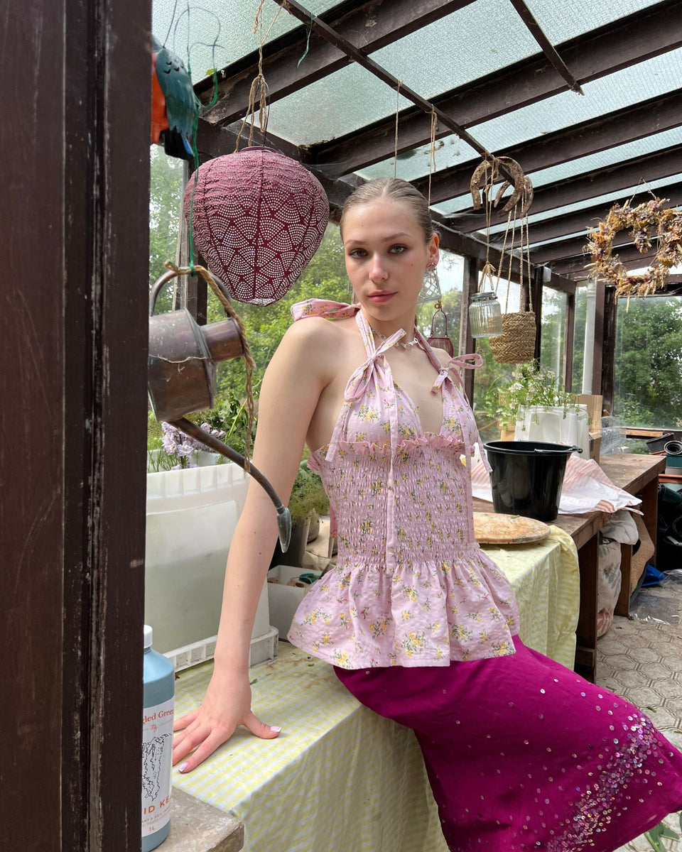 The Freya Top in Pink Ditsy – Beasha Studios